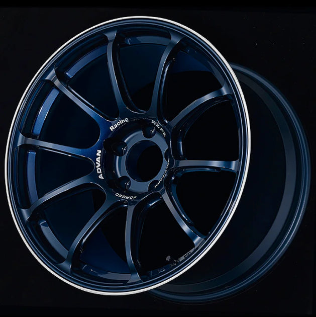 Advan RZ-F2 18x9.5 +12 5x114.3 Racing Titanium Blue and Ring Wheel