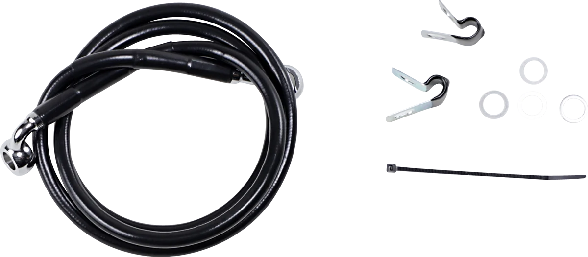 Drag Specialties DragSpecialties Brake Line - Front (Upper) - Black...