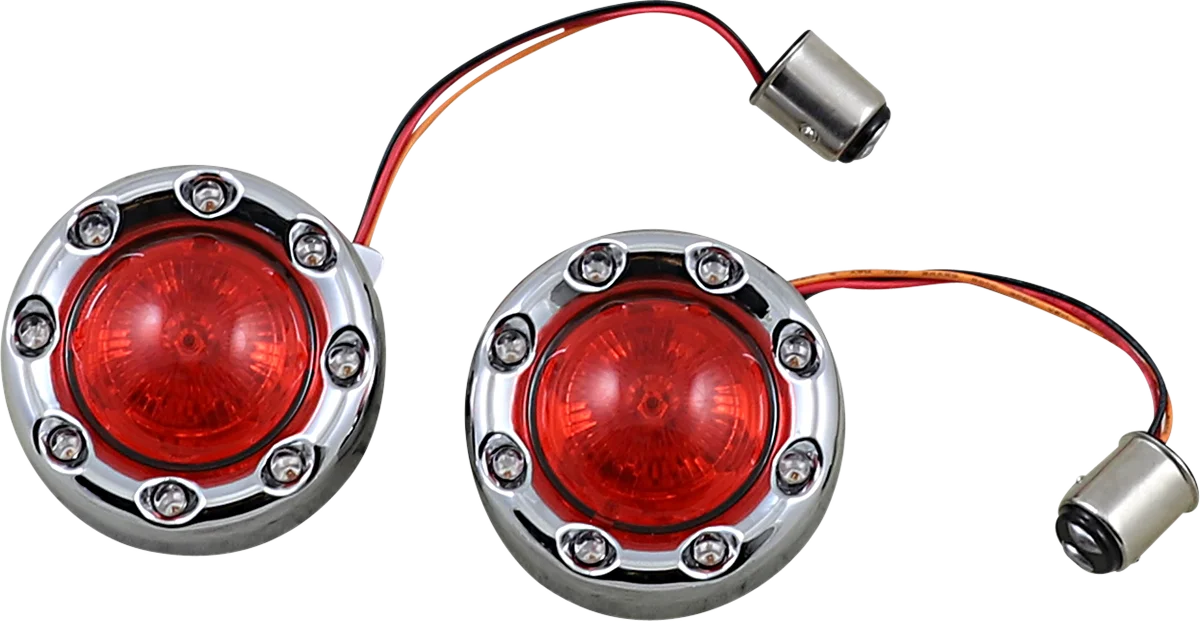 Custom Dynamics Bullet Turn Signal 1157 - Chrome - Red Lens...
