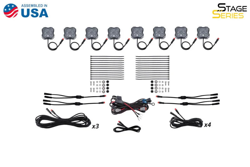 Diode Dynamics Stage Series Single-Color LED Rock Light Kit - 8-Pack