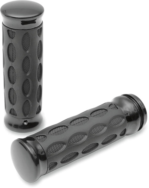 Drag Specialties Custom Rubber Grips - Hotop - TBW - Black/Rubber