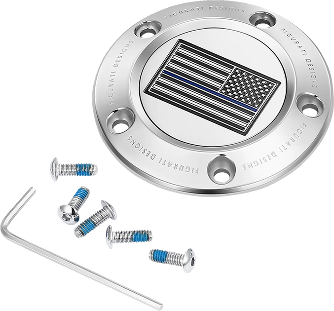 Figurati Designs Timing Cover - 5 Hole - Blue Line American Flag...