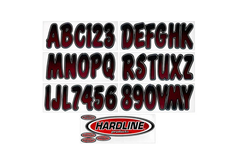 Hardline Boat Lettering Registration Kit 3 in. - 200 Burgundy / Black