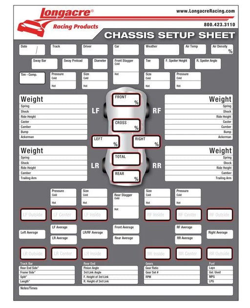 Longacre Chassis Set Up/Tire Sheet 52-22528 – CI Motorsports