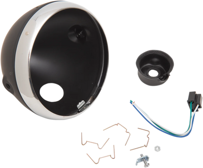 Emgo Lucas Style Headlight Shell - 7" - Black 66-65068