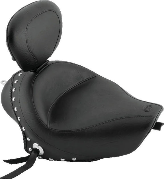 Mustang Motorcycle Motorcycle Wide Stud Solo Seat w/Driver Backrest...
