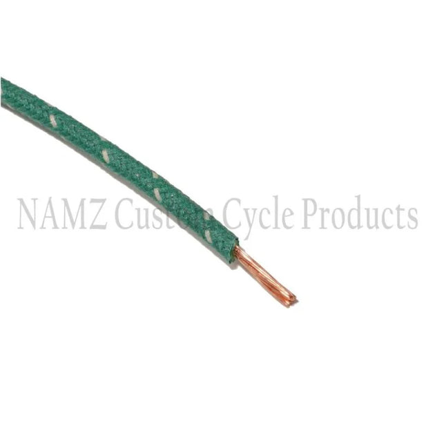 NAMZ OEM Color Cloth-Braided Wire 25ft. Pack 16g - Green w/White...