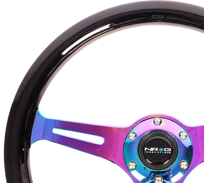 NRG Classic Wood Grain Steering Wheel (350mm) Black Paint Grip...