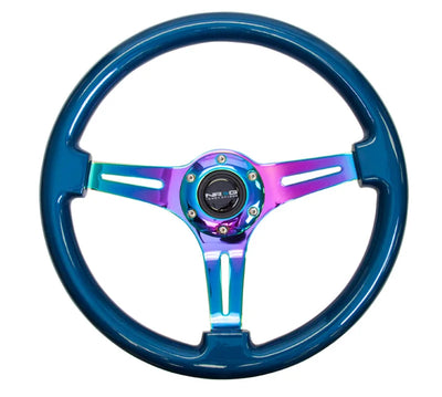 NRG Classic Wood Grain Steering Wheel (350mm) Blue Pearl/Flake Paint...
