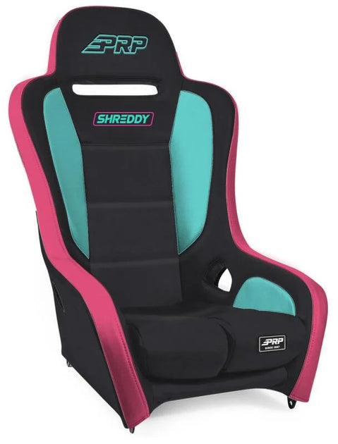 PRP Seats Shreddy Podium Suspension Seat - Black- Pink / Teal