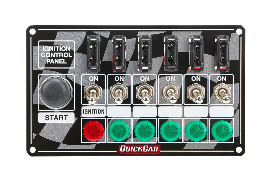 Quickcar Racing Ignition Panel Fused w/Start Button & Lights 50-164