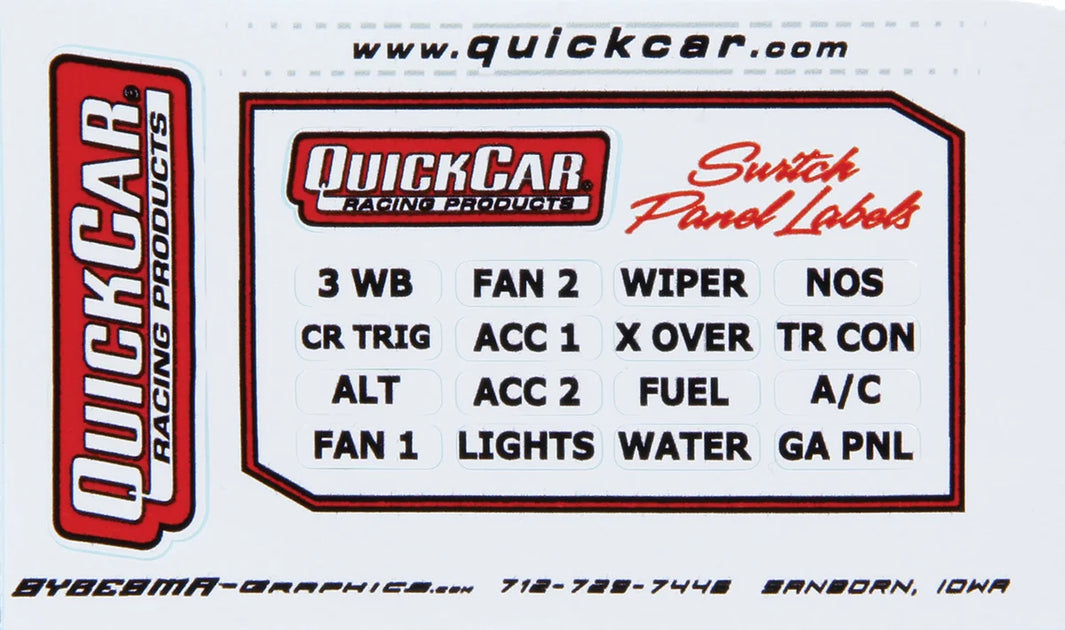 Quickcar Racing Switch Panel Stickers Large Ignition Panels 50-003