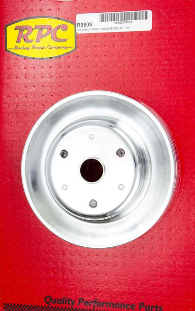 Racing Power Company Chrome Steel Crankshaft Pulley 3Groove Long WP