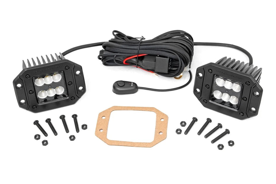 Rough Country 2 inch Black Series LED Light Pods Pair Flood Flush...
