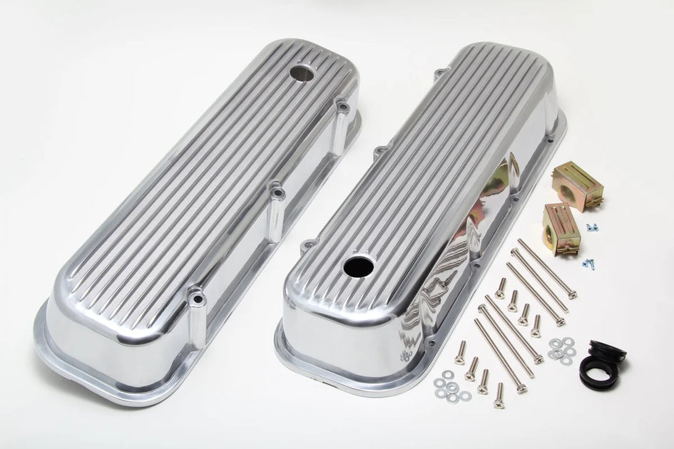 Trans-Dapt Performance Finned Aluminum Valve Covers With Hole;...