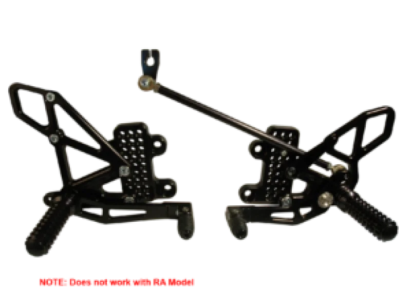 Vortex Racing Adjustable Rearsets - Black fits 2007-2023 Honda CBR600...